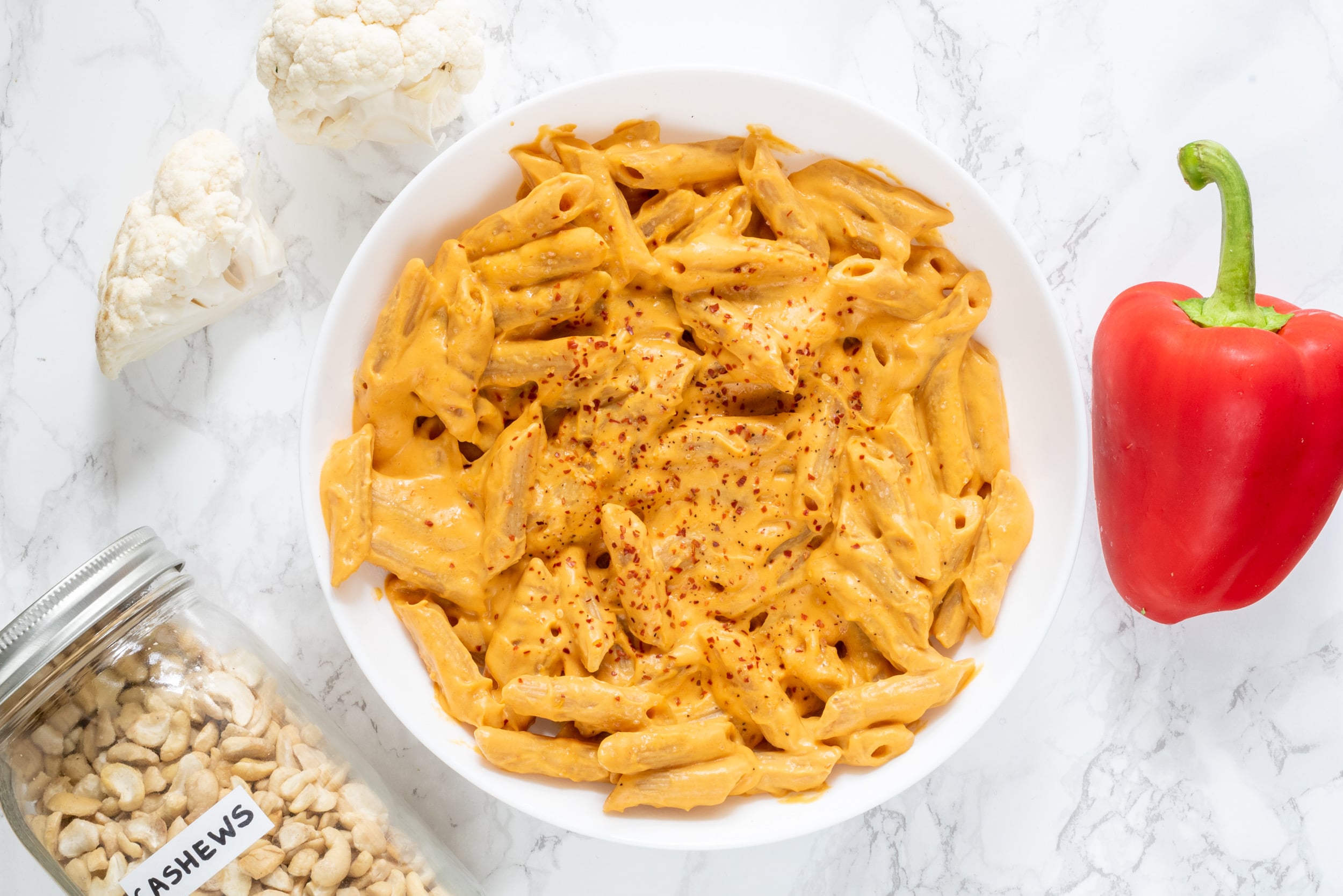 Vegan Roasted Red Pepper Alfredo - HealthyGirl Kitchen